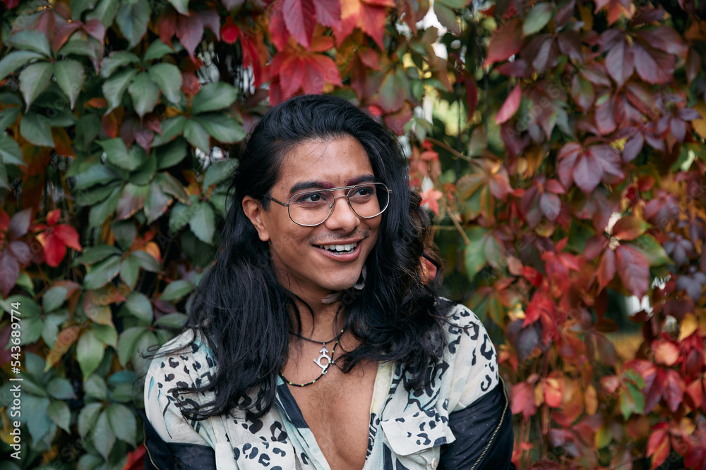Portrait of a gender fluid person outside Stock Photo | Adobe Stock