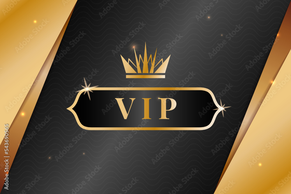 Vip crown. Luxury premium gold background, label frame. Black and ...