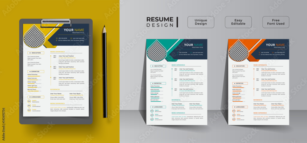 Creative and Modern resume template design with A4 letter layout ...