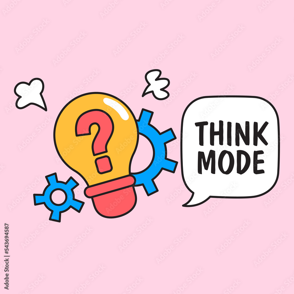 light bulb lamp with question mark inside and gear working hard for ...