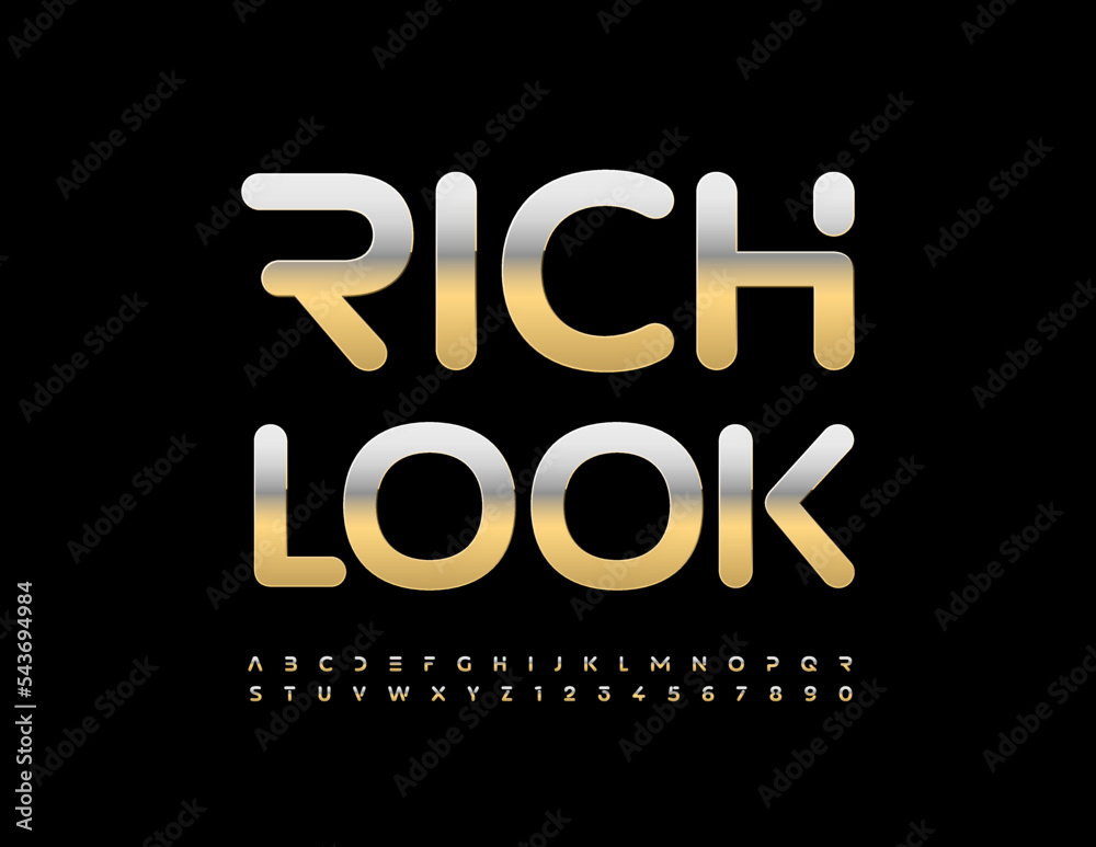 Vector gold emblem Rich Look. Stylish elegant Font. Glossy premium ...