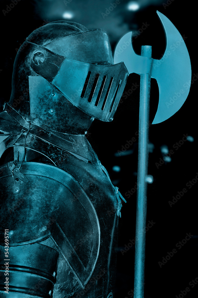 Medieval armor and weapon in night environment Stock Photo | Adobe Stock