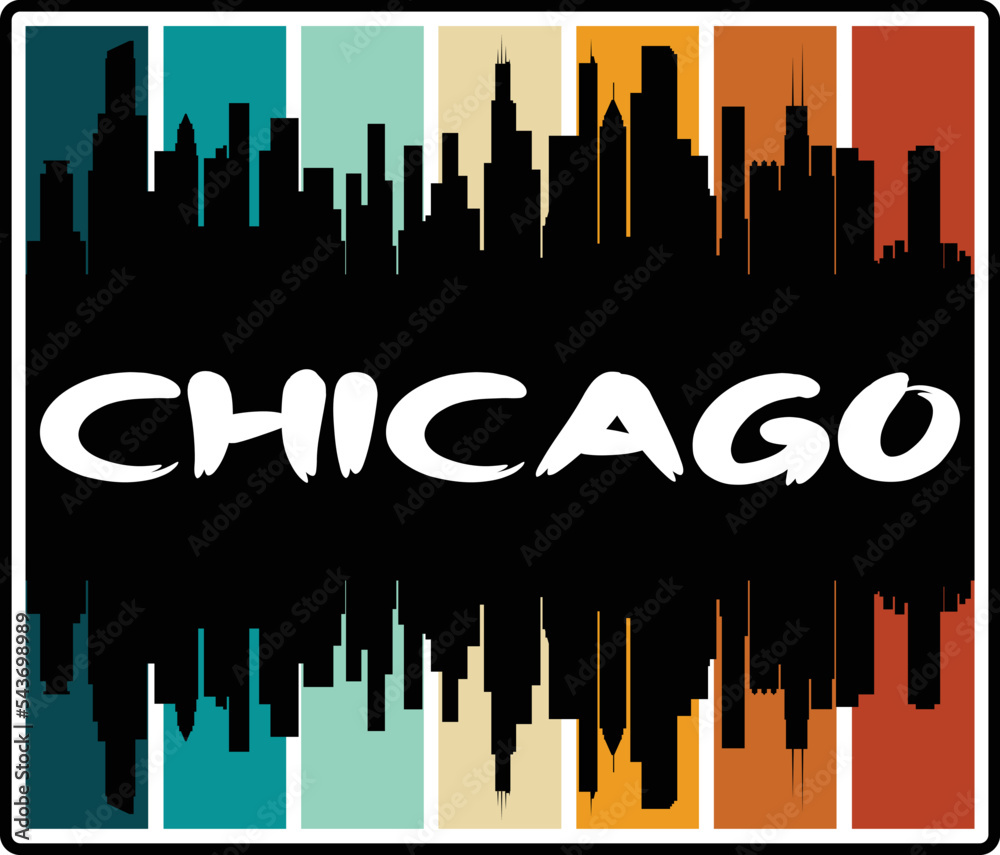 Chicago Illinois USA Skyline Sunset Travel Souvenir Sticker Logo Badge ...