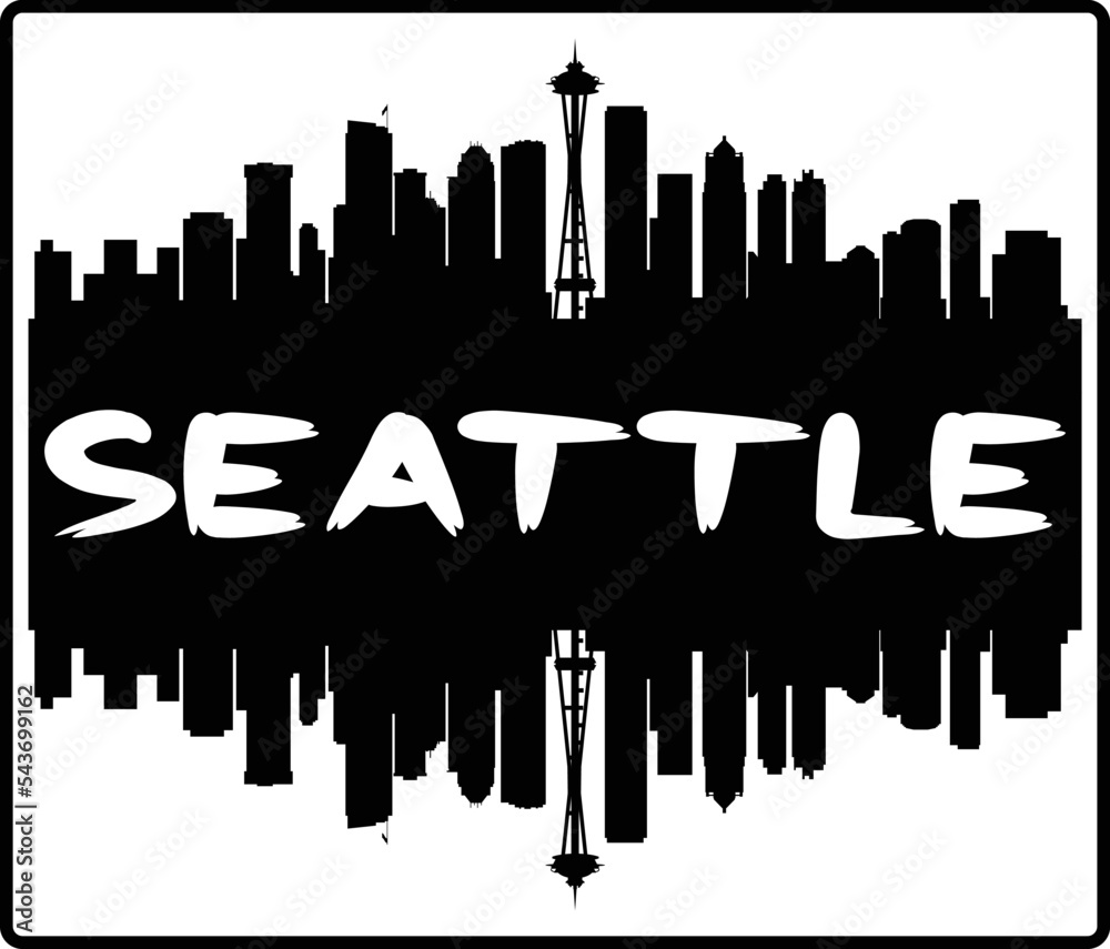 Seattle Washington USA Skyline Sunset Travel Souvenir Sticker Logo ...