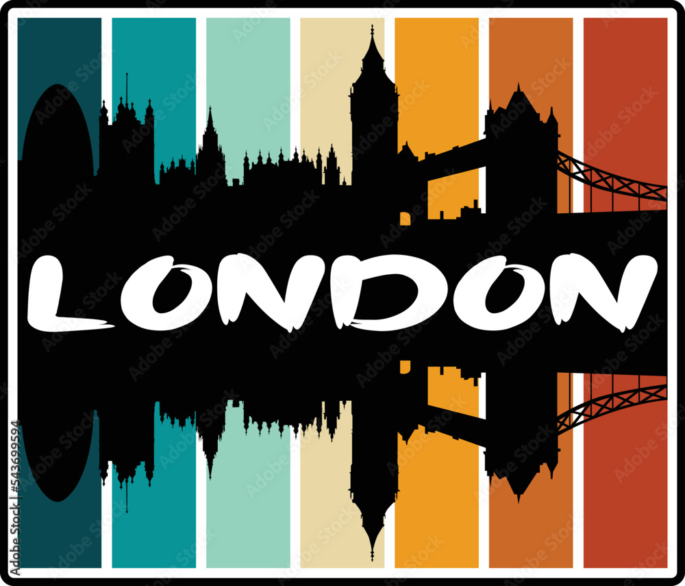 London England Skyline Sunset Travel Souvenir Sticker Logo Badge Stamp ...