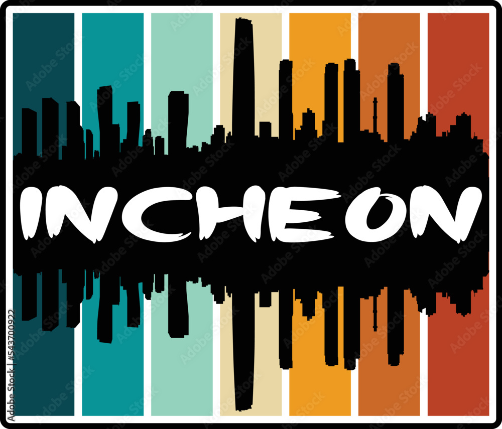 Incheon South Korea Skyline Sunset Travel Souvenir Sticker Logo Badge ...