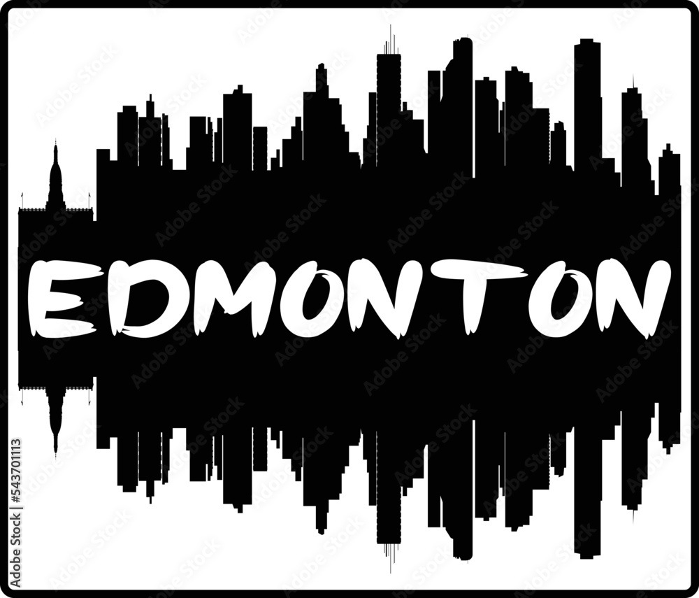 Edmonton Canada Skyline Sunset Travel Souvenir Sticker Logo Badge Stamp ...