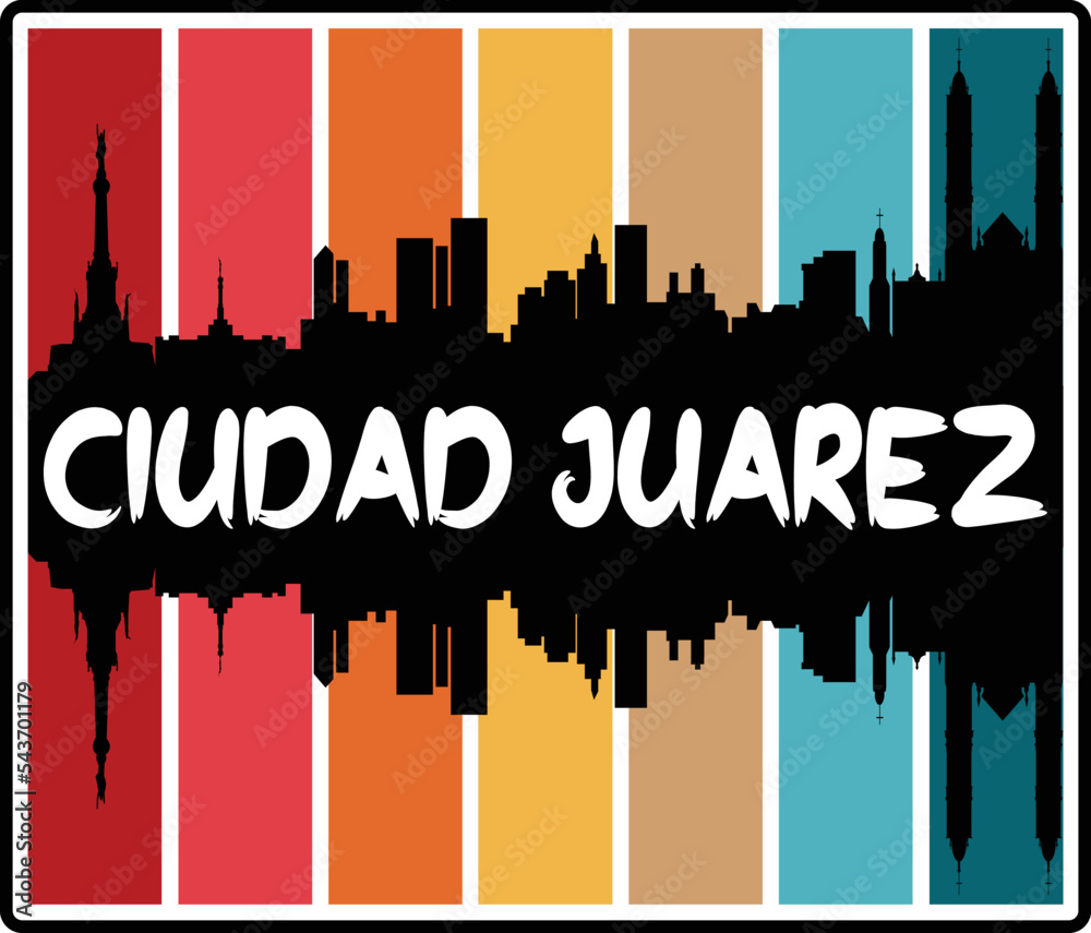 Ciudad Juarez Mexico Skyline Sunset Travel Souvenir Sticker Logo Badge ...
