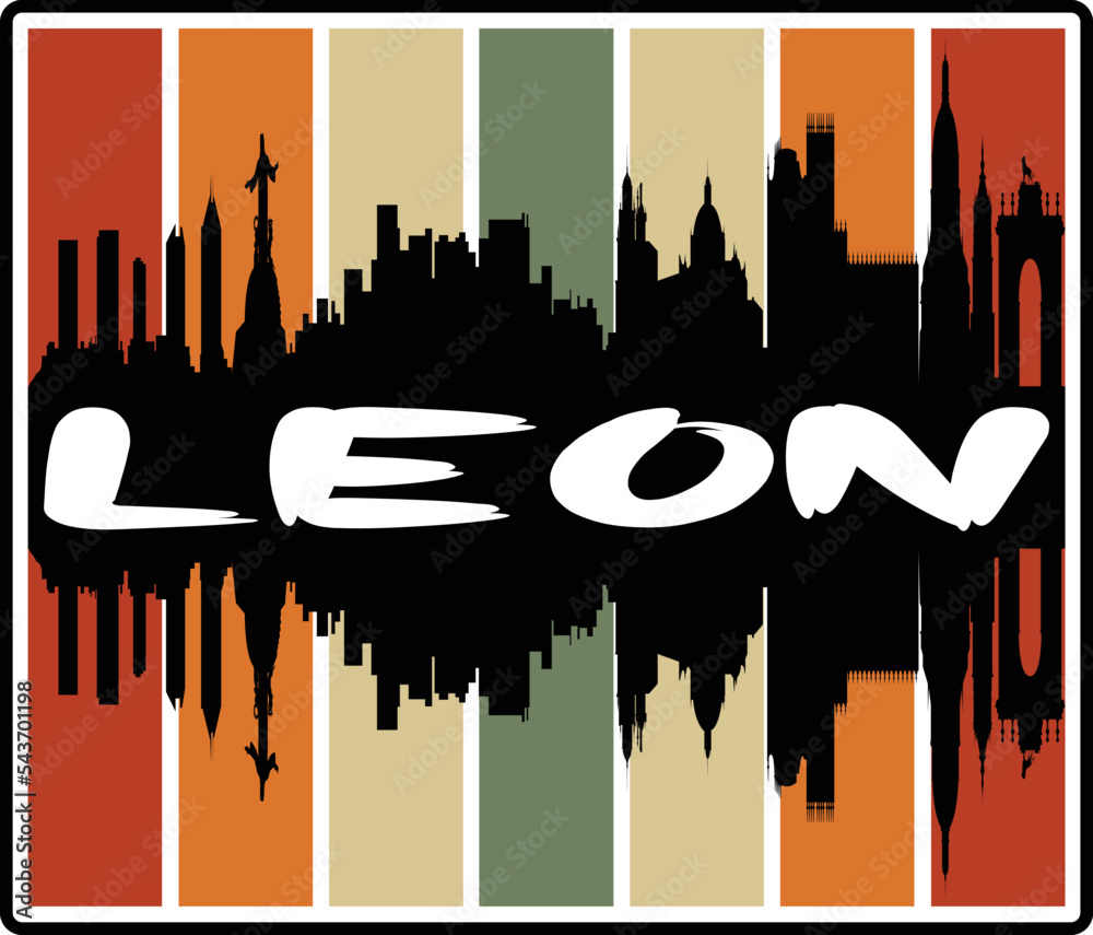 Leon Mexico Skyline Sunset Travel Souvenir Sticker Logo Badge Stamp ...