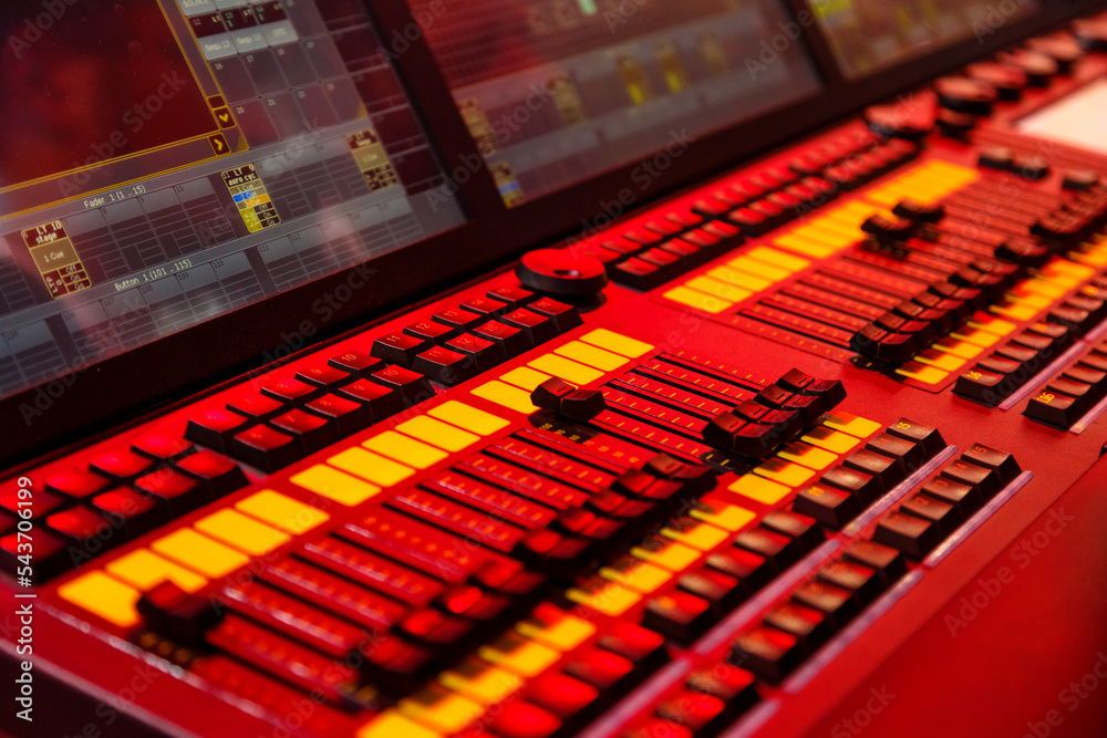 Stage lighting control panel that controls spotlights. Stock Photo ...