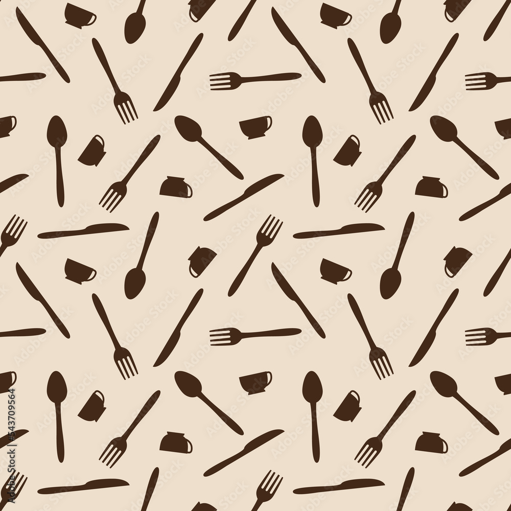 Seamless spoon and cutlery patterns for backgrounds, packaging ...