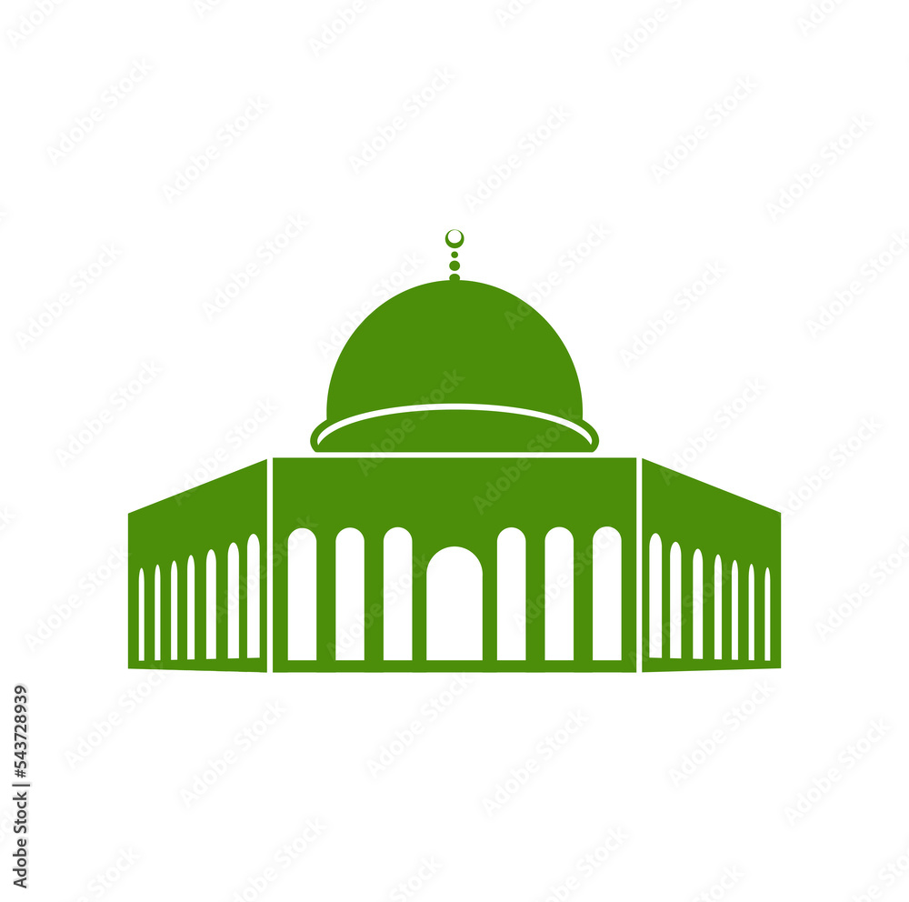 Al-Aqsa Mosque in green color icon. Al-Aqsa Mosque majjid. Stock ...