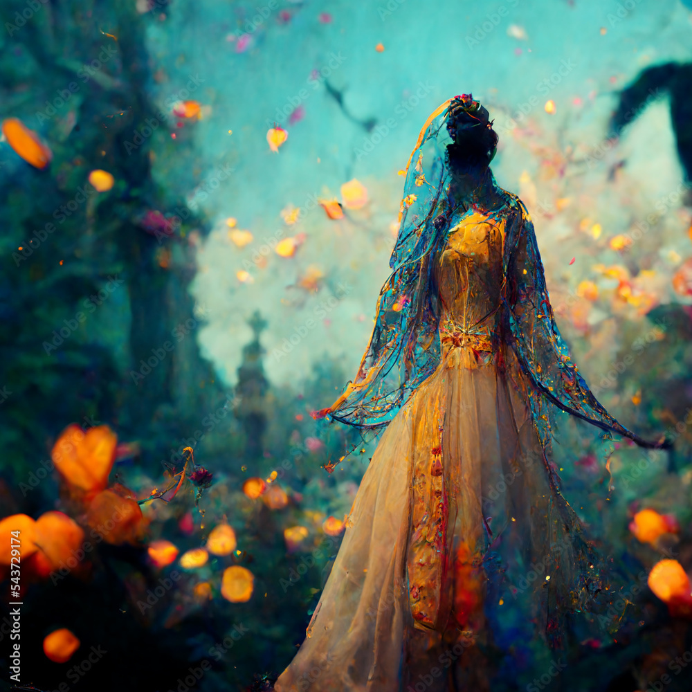 Faceless dark queen. The woman from the horror movie. Gothic woman in ...