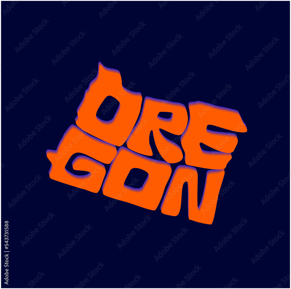 Oregon map USA state name typography. Oregon map lettering. Stock ...