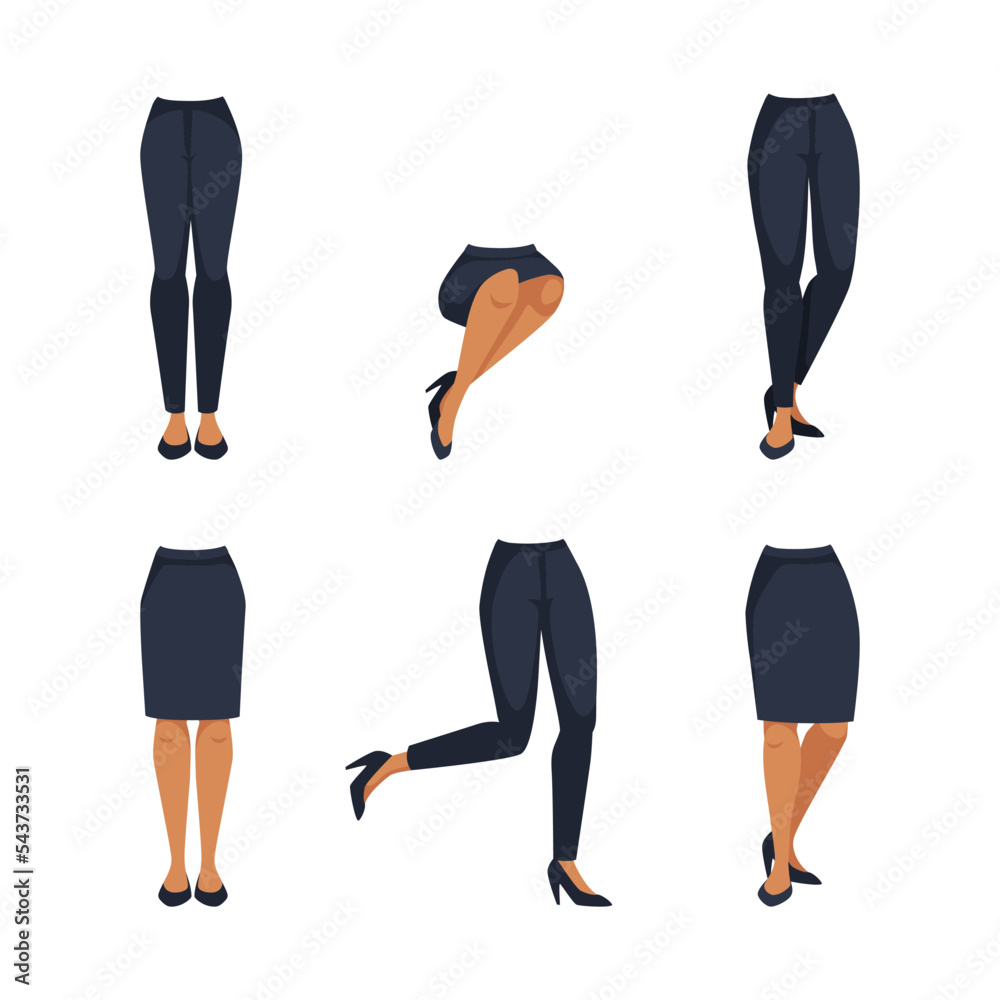 Woman character constructor. Legs, lower body part in dark blue ...