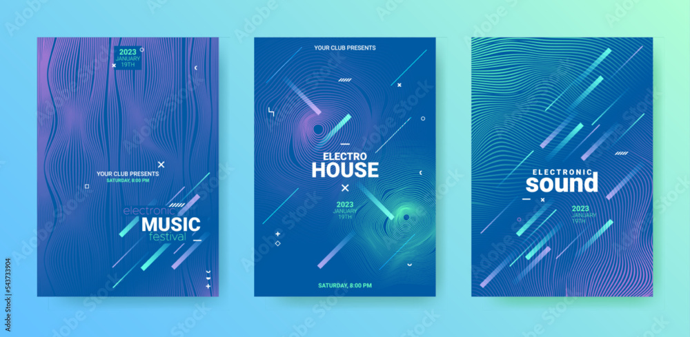 Futuristic Edm Party Flyer. Techno Dance Music Cover. Electro Sound ...