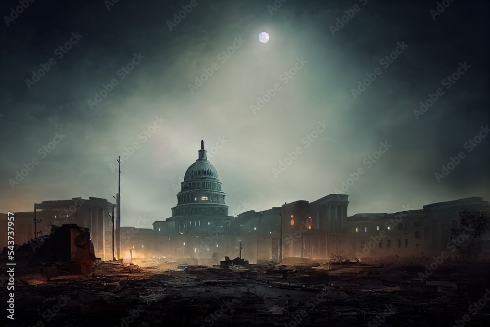 Washington DC Post Apocalyptic Stock Illustration | Adobe Stock