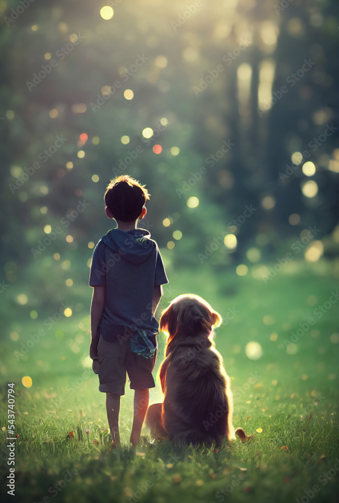 child and dog, digital painting. Stock Illustration | Adobe Stock
