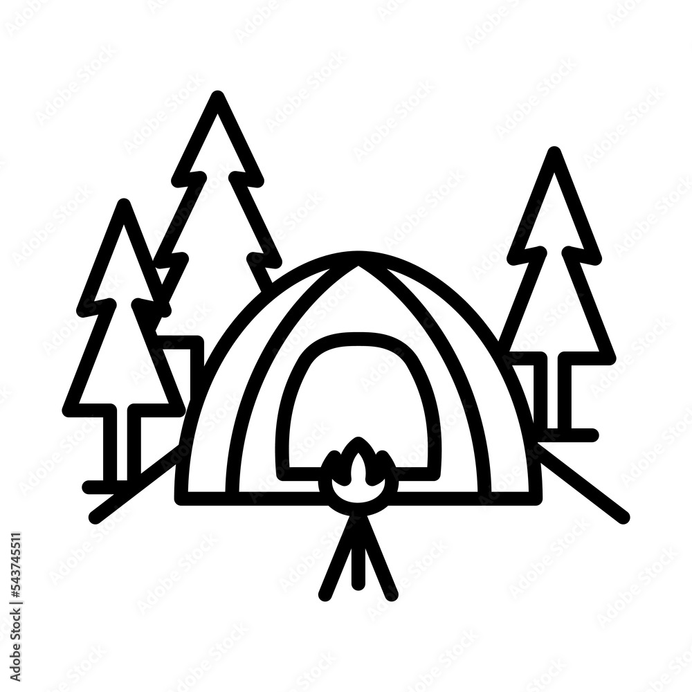 Camping, Night Camp Icon Logo Design Vector Template Illustration Sign ...