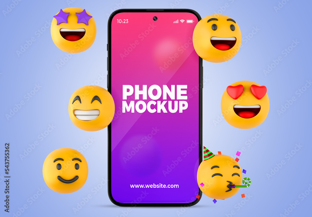 Smartphone Emoji Mockup Stock Template | Adobe Stock