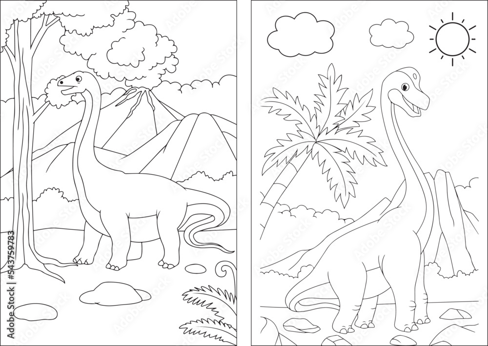 Line art of dinosaur. Vector illustration for coloring page, coloring ...
