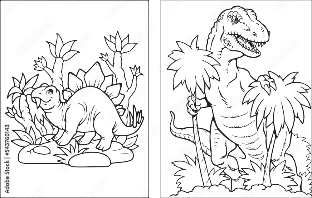 Line art of dinosaur. Vector illustration for coloring page, coloring ...