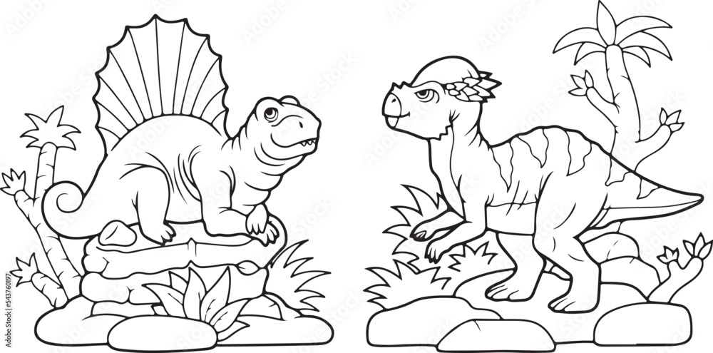 Line art of dinosaur. Vector illustration for coloring page, coloring ...