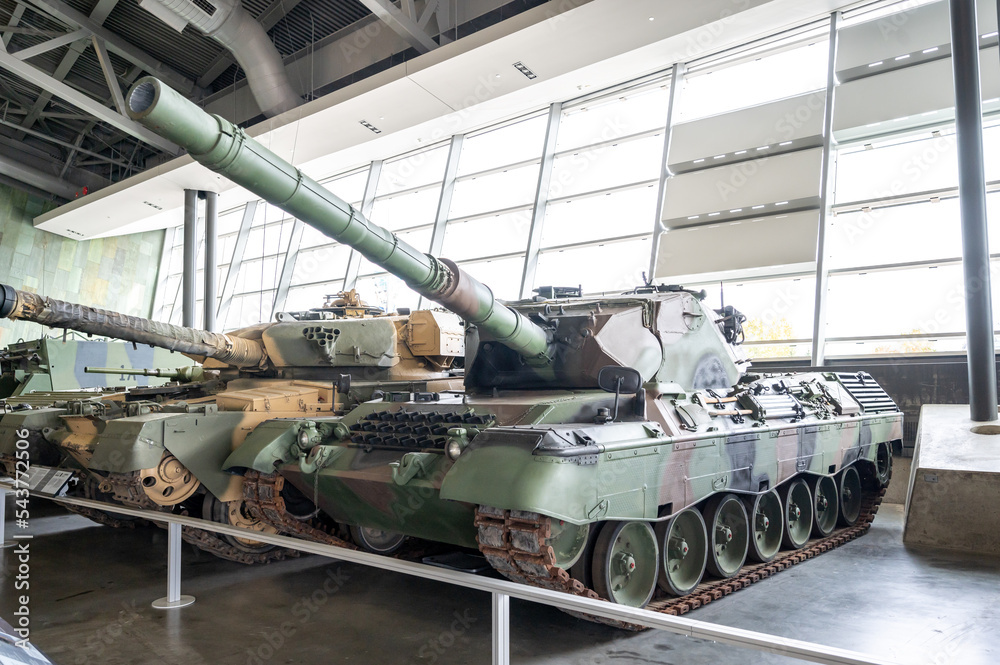 Ottawa, Ontario - October 20, 2022: Exhibits of tanks and artillery ...