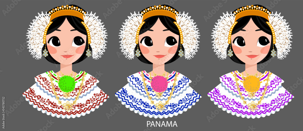 Pollera Típica panamá vector de Stock | Adobe Stock