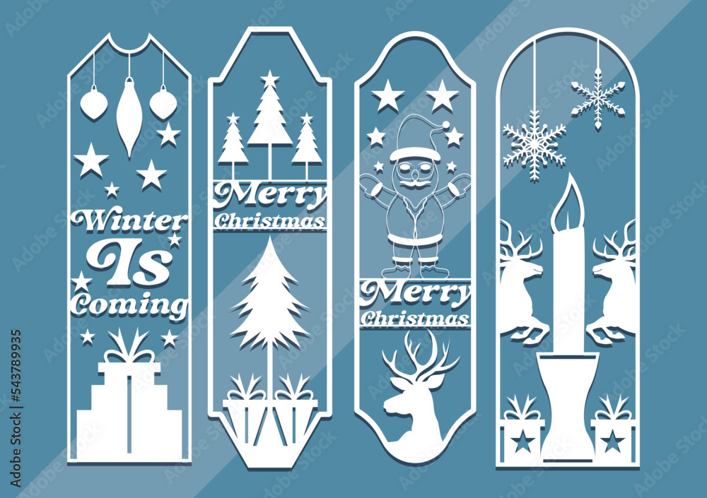 laser cut Die and decorative panel bookmark patterns. set of bookmark ...