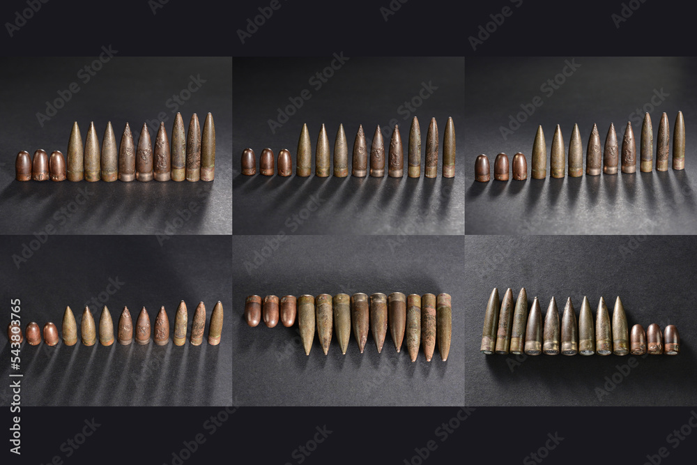 Bullets dug out of the ground from the battlefields; from next rifles ...