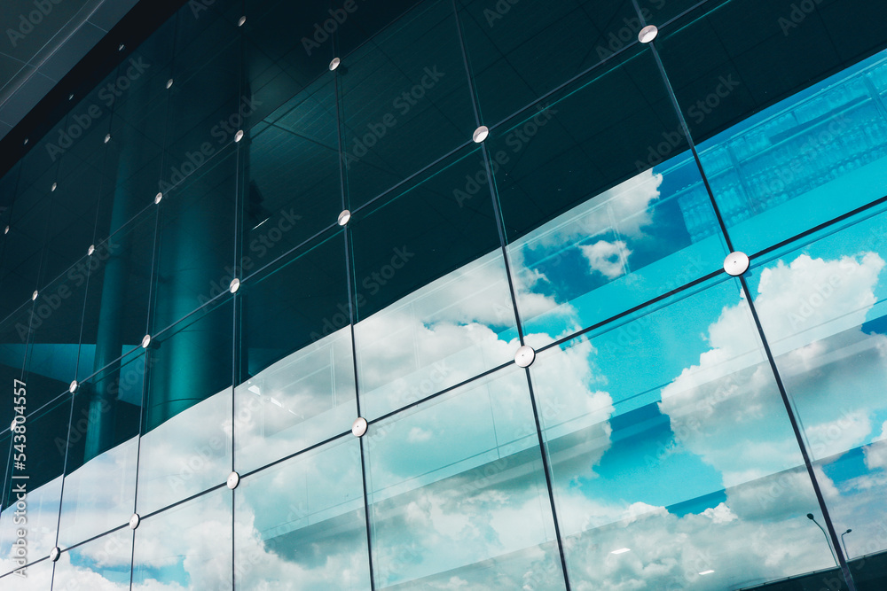 Laminated glass facade cable net system structure. Stock Photo | Adobe ...