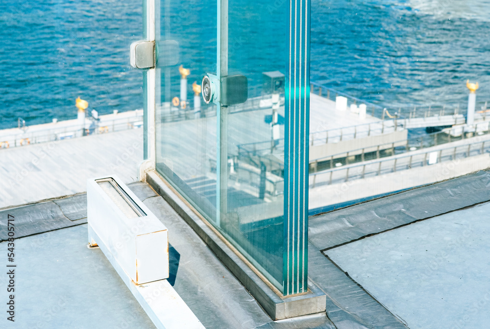 Detail design of laminated glass facade five layer installed on the ...