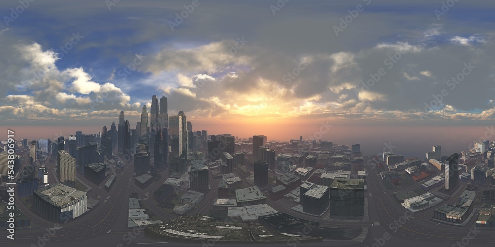 Panorama of the city. HDRI, environment map , Round panorama, spherical ...