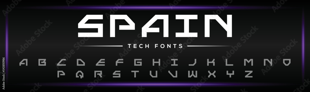 SPAIN minimal creative Tech Letter typography Concept and Luxury vector ...