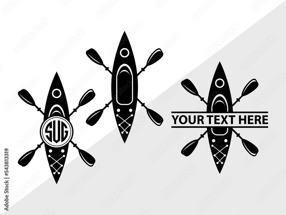 Kayak Monogram, Kayak Silhouette, Kayak SVG, Canoe Svg, Kayaker Svg ...