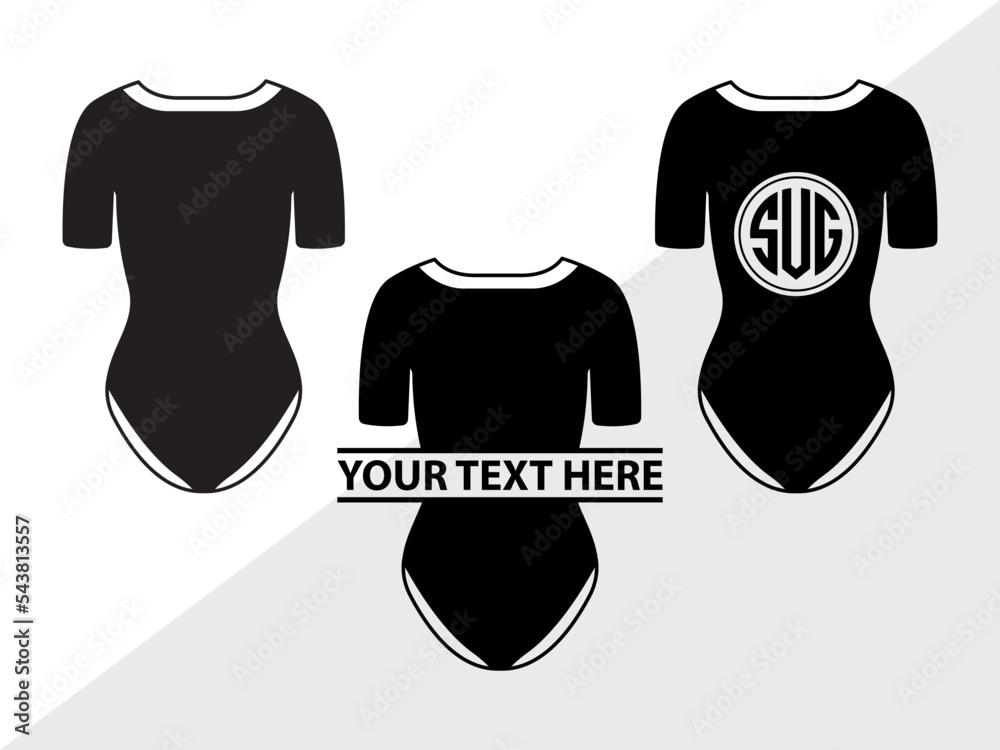 Womens Monogram, Womens Swimsuit Silhouette, Swimwear Svg, Short Sleeve ...
