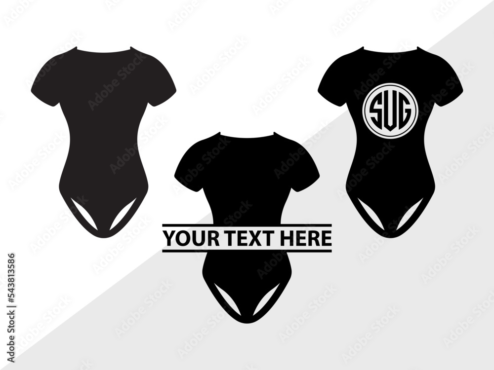 Womens Monogram, Womens Swimsuit Silhouette, Swimwear Svg, Short Sleeve ...