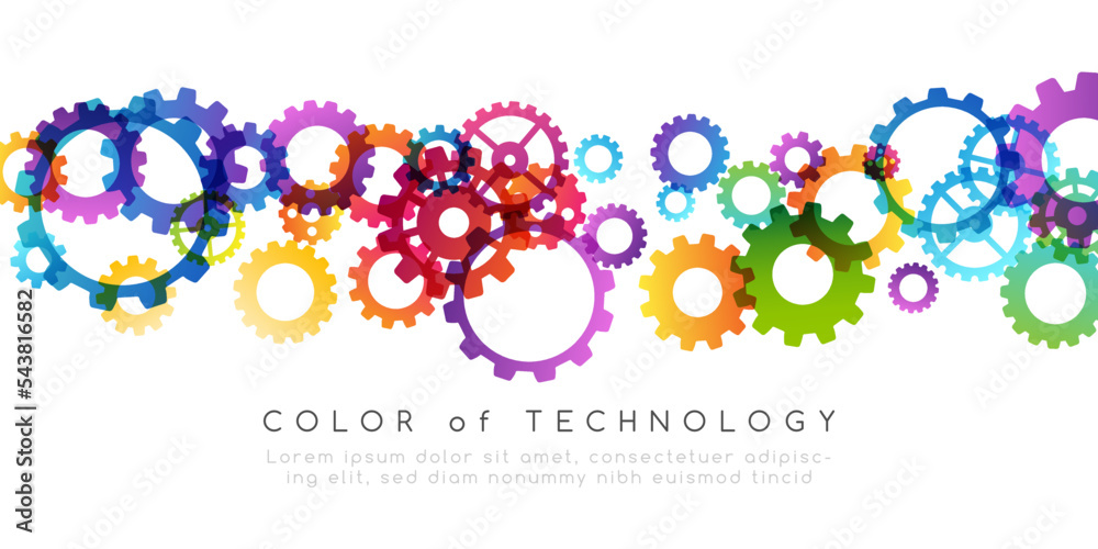 Technology abstract background from rainbow gearwheels composition ...
