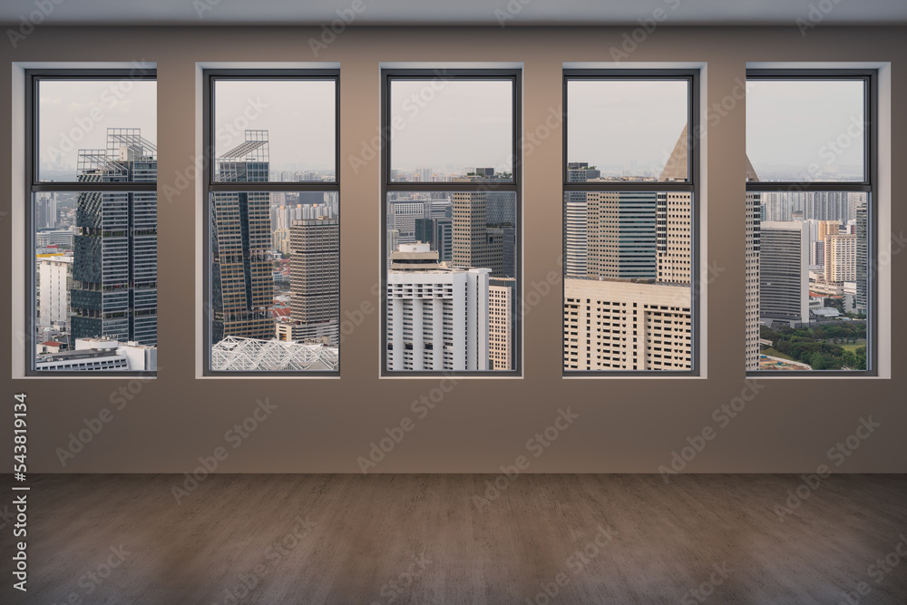 Downtown Singapore City Skyline Buildings from High Rise Window ...