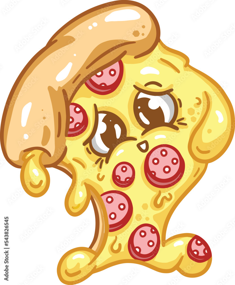 Cute Cartoon Pizza Slice Pepperoni Emoji Face Illustration for a Mascot ...