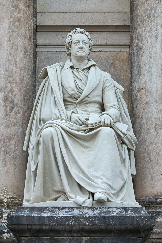 Dresden, Germany. Statue of Johann Wolfgang von Goethe at the front ...