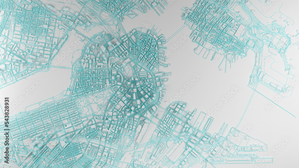 simplified map of the city of Houston aerial view Stock Illustration ...