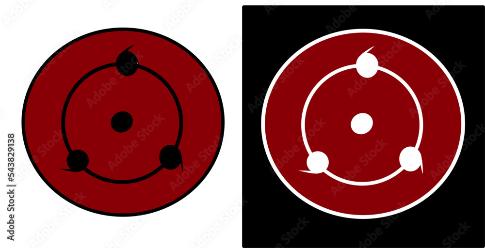 sharingan eye illustration vector, isolated on black and white ...