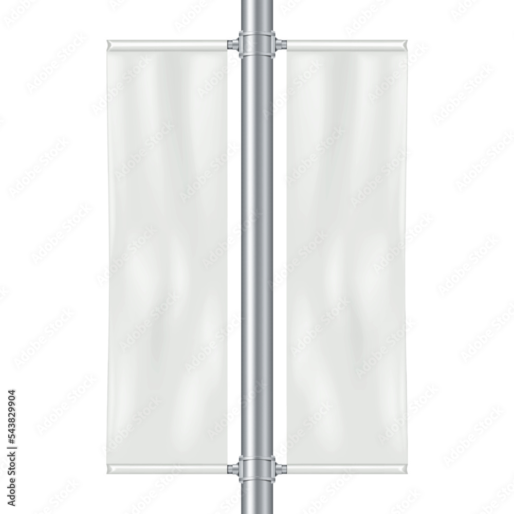 Empty street light pole banner isolated on white background realistic ...