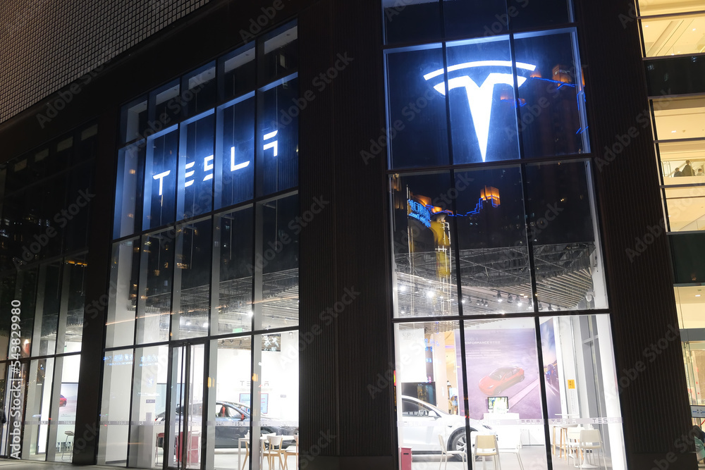 Shanghai,China-Nov. 5th 2022: Large Tesla Motors retail store and brand ...