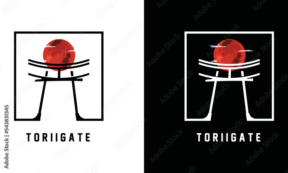 Japanese Torii gate illustration, simple Torii gate sign logo design ...