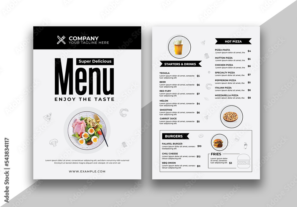 Double Side Food Menu Template Stock Template | Adobe Stock