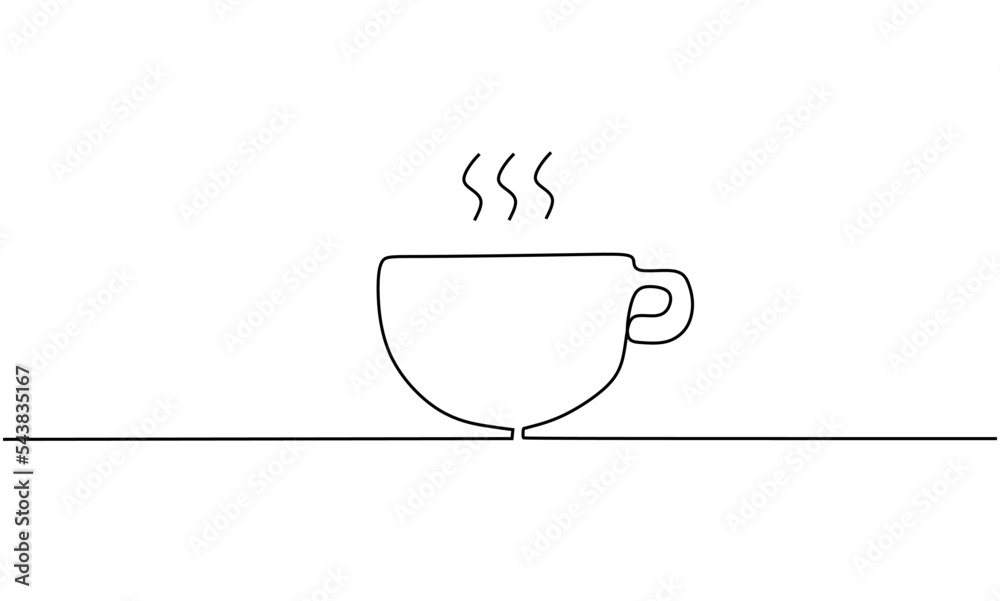Cup of tea or coffee. Line drawing. - Vector illustration. Stock Vector ...