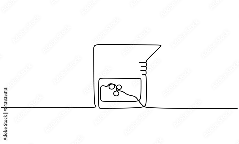 Chemical science flask continuous one line drawing chemistry glass tool ...